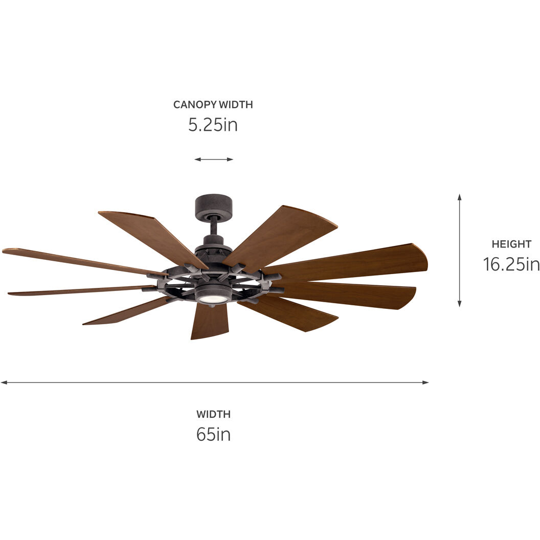Gentry 65 inch Weathered Zinc with Wthrd Wh Wn Blades Ceiling Fan in ...