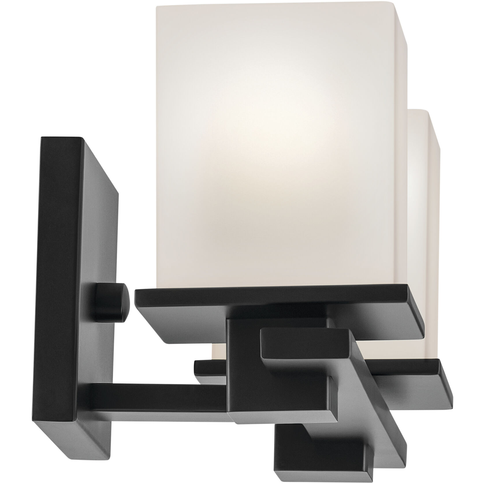 Kichler 45150BK Tully 2 Light 15 inch Black Bath Bracket Wall Light, 2 Arm