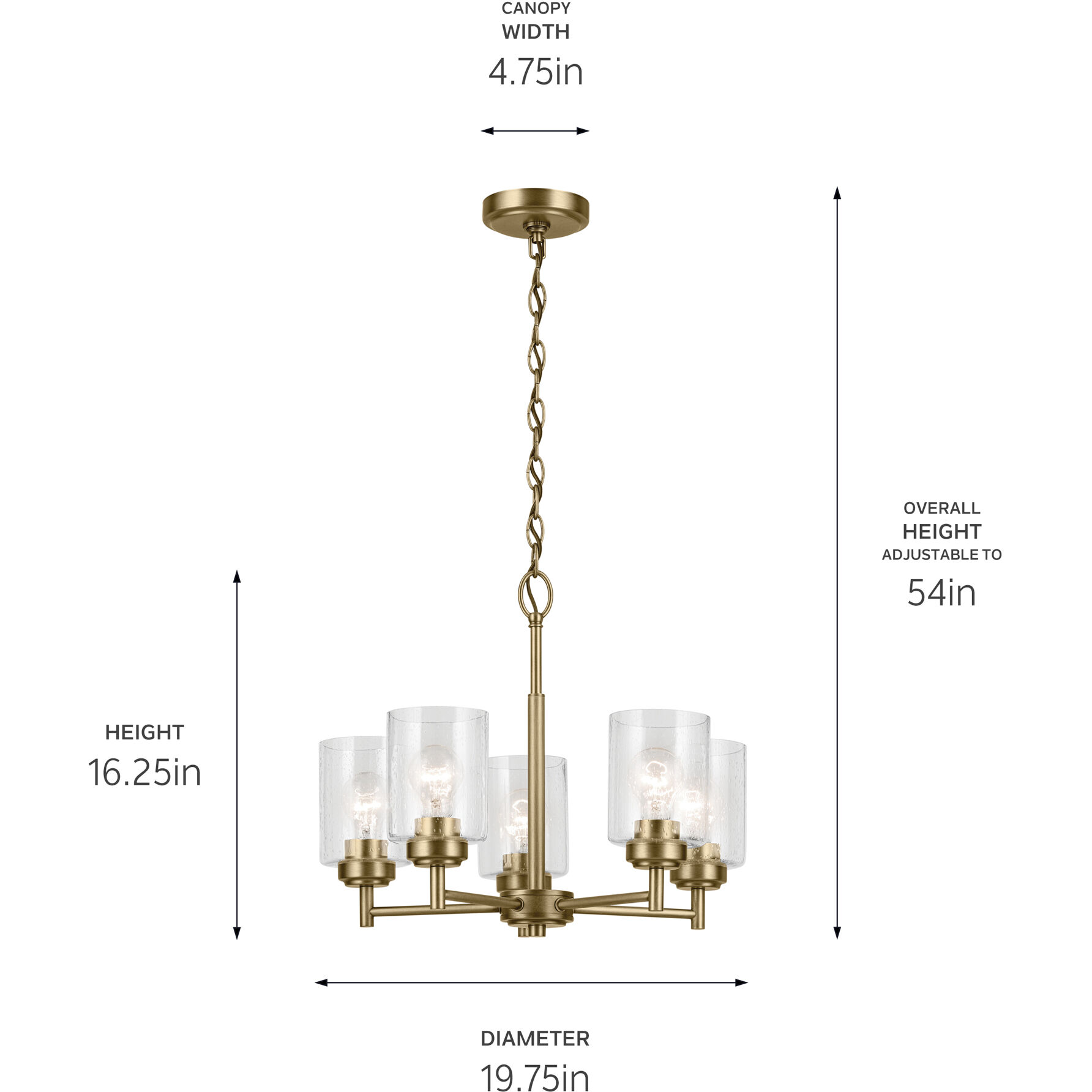 Kichler 44030NBR Winslow 5 Light Natural Brass Chandelier Ceiling Light ...