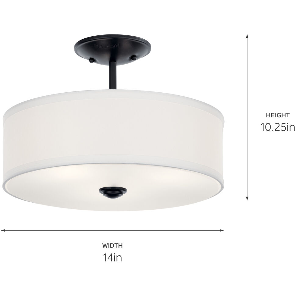 Kichler 43675BK Shailene 3 Light 14 inch Black Semi Flush Mount Ceiling ...