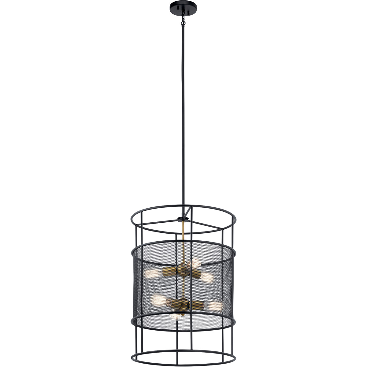 Kichler 43596BK Piston 6 Light 18 inch Black Foyer Pendant Ceiling Light