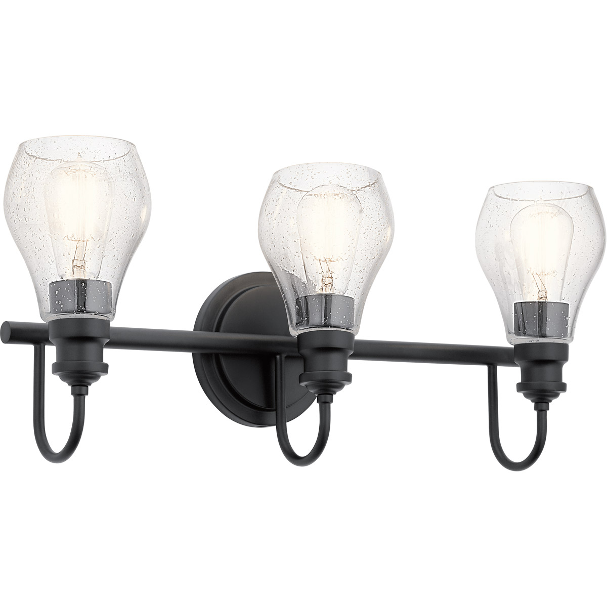 Kichler 45392BK Greenbrier 3 Light 24 inch Black Wall Mt Bath 3 Arm ...