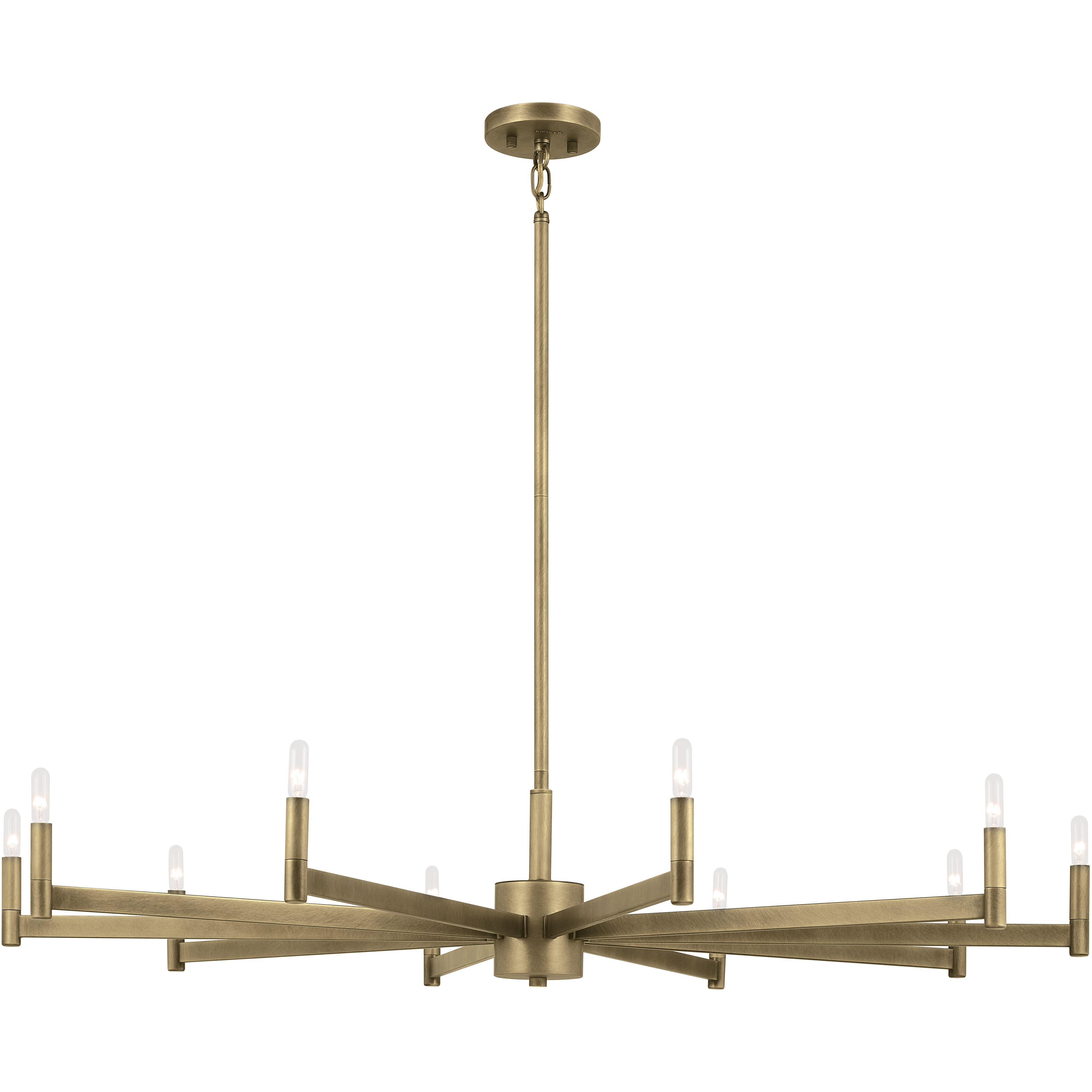 Kichler 52613NBR Erzo 10 Light Natural Brass Chandelier Ceiling Light ...