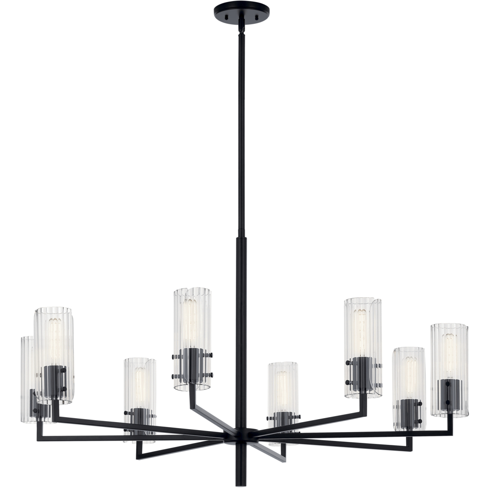 Kichler 52680BK Velestino 8 Light Black Chandelier Ceiling Light