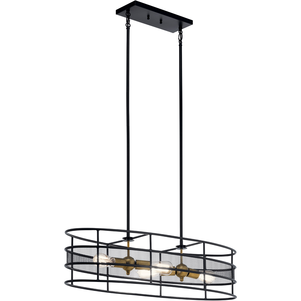 Kichler 43595BK Piston 4 Light 12 inch Black Chandelier Oval Pendant ...