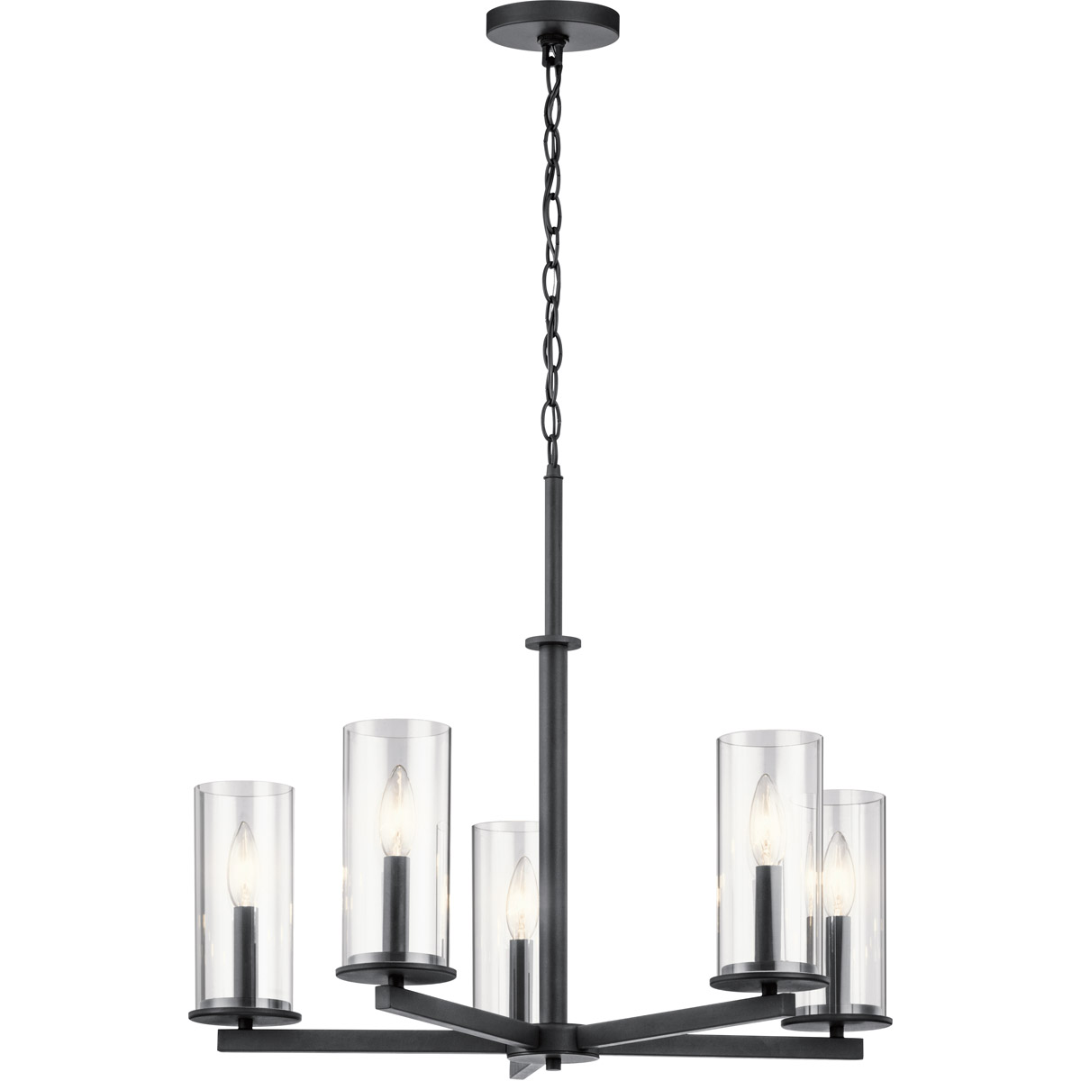 Kichler 43999BK Crosby 5 Light 26 inch Black Chandelier 1 Tier Medium ...